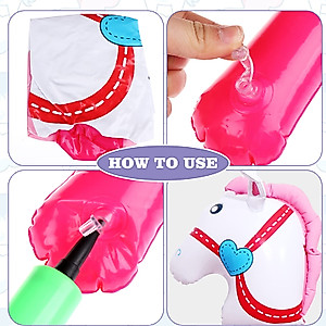 OBANGONG 4 Pcs Inflatable Stick Horse Inflatable Horse Head Stick Balloon Funny Stick Horse Toy for Kids Inflatable Horse on a Stick for Western Cowboy Pony Horse Baby Shower Cowboy Party Supplies
