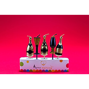 Merrymelting Birthday Candle for Cake Topper (Champagne Bottles Birthday Candle), Gold