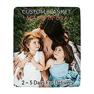 Lacabin Custom Blanket with Picture Personalized Blankets and Throws Customized Blankets with Photos Customizable Gifts for Couples Christmas Birthday Wedding Anniversary, 1Photo 80"x60"