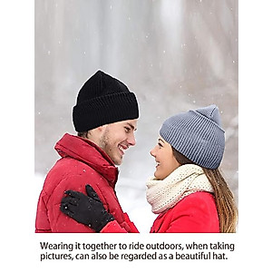 HESTYA 2 Holes Ski Masks Winter Balaclava Knitted Full Face Cover Mask Beanie Hat for Men Women Cold Weather Outdoor Sports(Black, White, Grey, Medium)