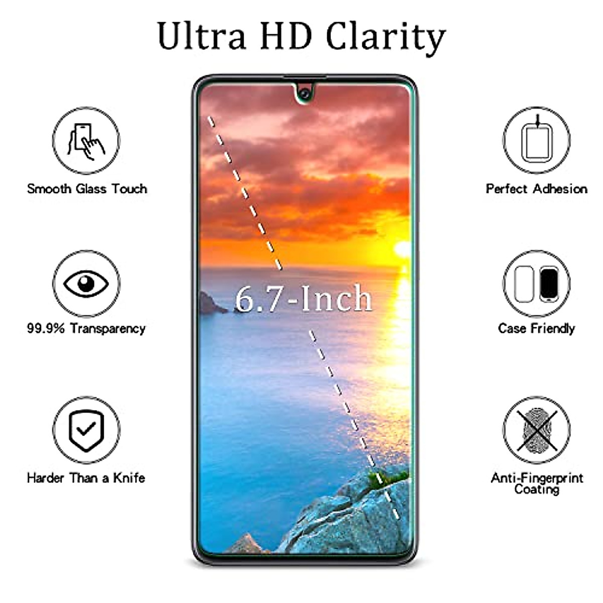 MAYtobe [2-Pack] For Samsung Galaxy A71 5G, Galaxy A71 5G UW, Galaxy A71 4G Tempered Glass Screen Protector, Support Fingerprint Reader, Case Friendly, Bubble Free