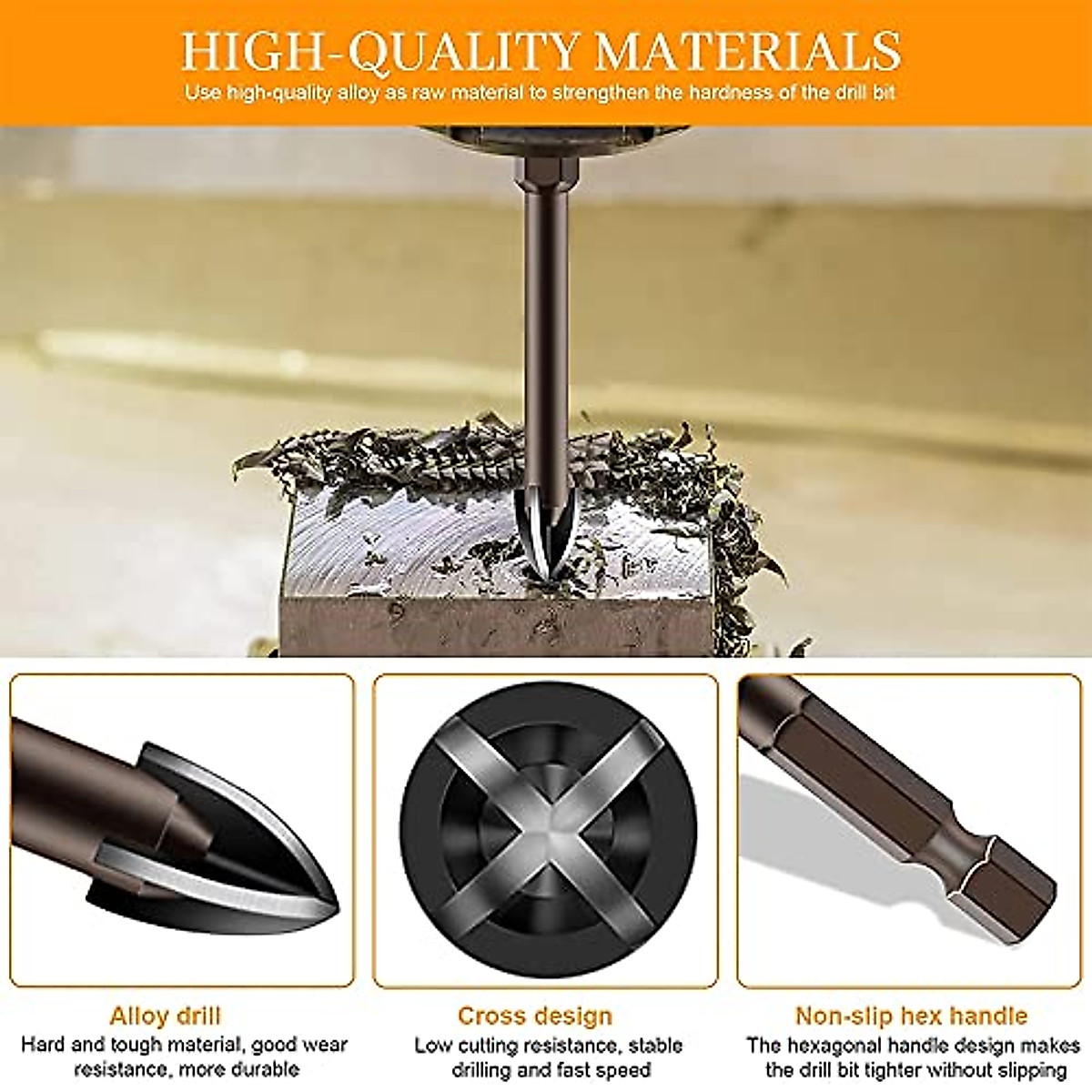 Efficient Universal Drilling Tool 5pcs, Cross Alloy Drill Bit, High-Grade Alloy Hole Opener, Tile Drill Bits Ceramic Diamond, Wall Drilling Auxiliary, Plexiglass Drill Bit Set (5Pc,3/4/5/6/7)