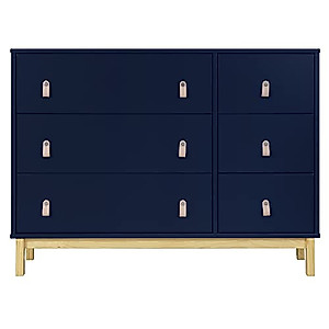 babyGap by Delta Children Legacy 6 Drawer Dresser with Leather Pulls - Greenguard Gold Certified, Navy/Natural