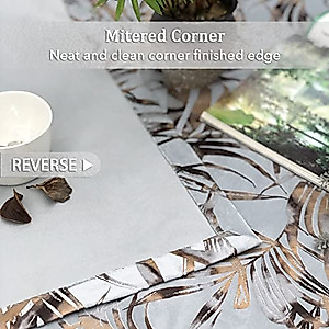 always4u Multi Colour Foil Print Velvet Curtains for Living Room Rainforest Leaves Modern Window Drapes 2 Panels 54 * 84 Silver Velour Curtains