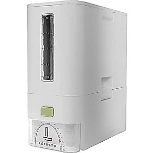 Letusto Rice Dispenser 26 LBS Pound Capacity - Rice Storage Dry Food Container Bin - Great Kitchen Organizer with Measurable Rice Cylinder