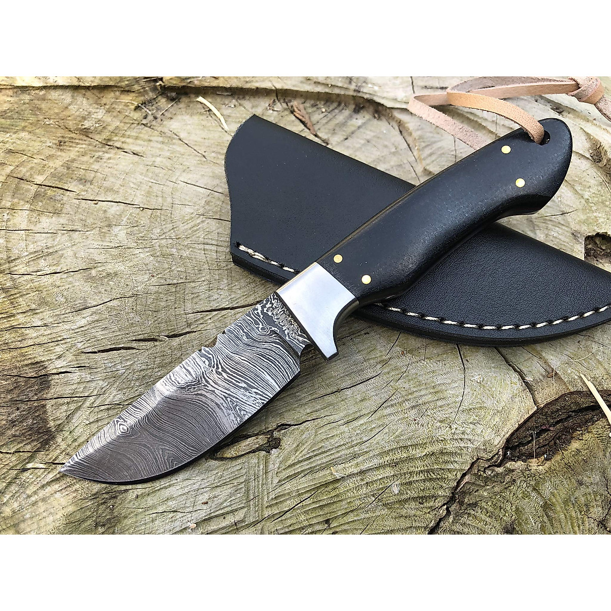 Perkin Damascus Steel Hunting Knife Bushcraft Camping Outdoor- SK1100