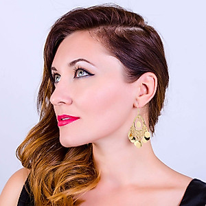 BaubleStar Gold Disc Earrings Chandelier Coin Dangle Tassel Earrings Vintage Bohemian Drop Fashion Jewelry for Women