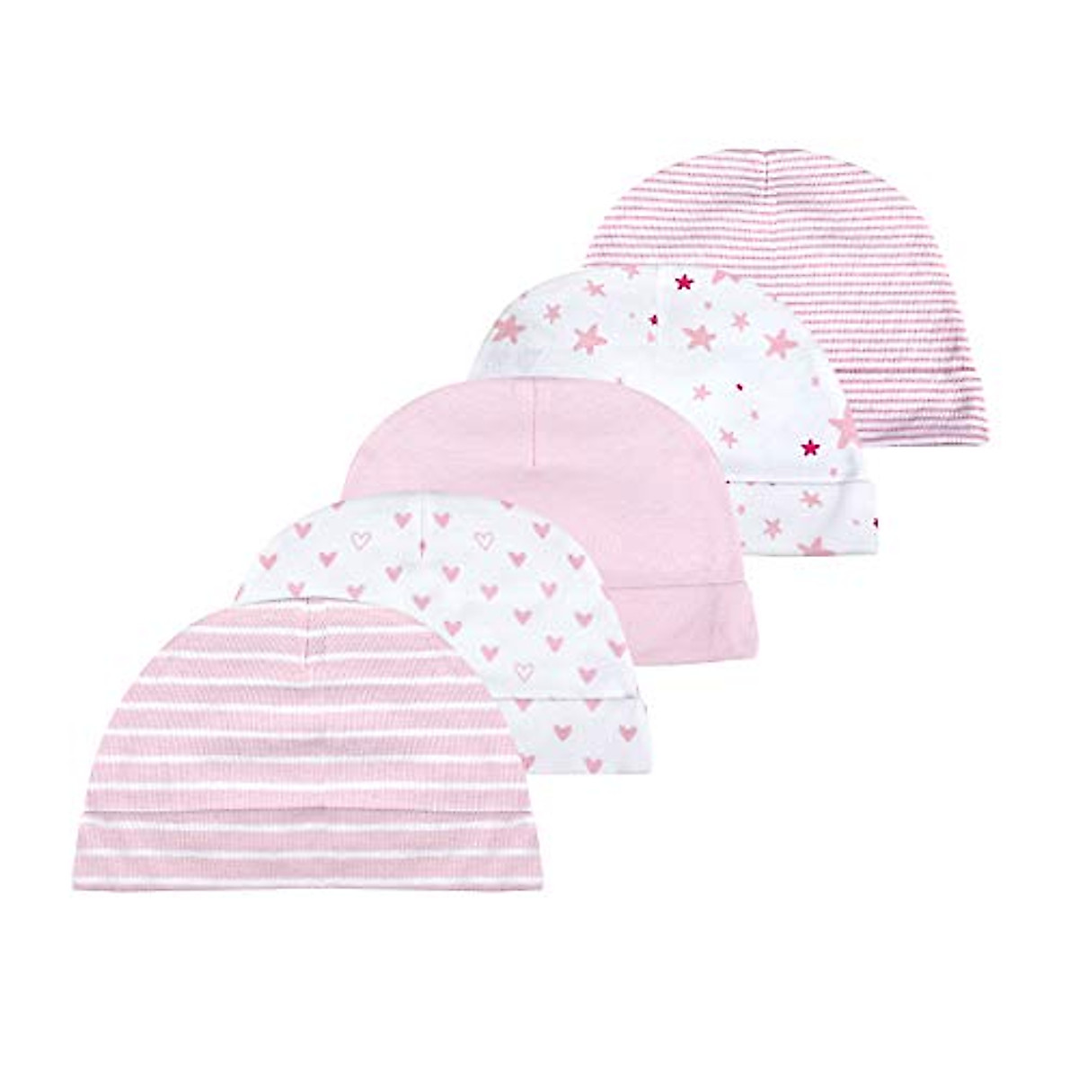 Newborn Baby Boy Baby Girl Hats 0-6 Months Unisex Organic Cotton Caps and Mittens Set 10-Piece, Pink1