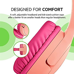 Belkin SoundForm Mini - Wireless Bluetooth Headphones For Kids with Built In Microphone - On-Ear Earphones for iPhone, iPad, Fire Tablet & more - Pink