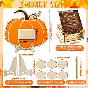 63 Pcs Pumpkin Baby Shower Guest Book Alternatives Set Fall Baby Shower Guestbook with Photo Frame Baby Sonogram Frame Keepsake 60 Wood Pumpkin Slices, Rustic Guest Book Alternative for Birthday