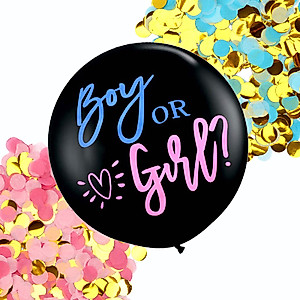 Gender Reveal Balloon, 36" Boy or Girl Balloons with Blue and Pink Confetti Decorations, Baby Gender Reveal Party Supplies Kit for Baby Shower, Gender Reveal Party