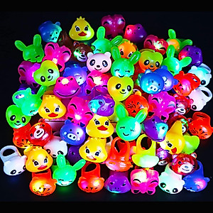 Maegawa 25 Pc Light Up Rings Party Favors for Kids 4-8, Treasure Chest, Prize Box Toys For Classroom, Carnival Prizes, Pinata Filler Goodie Bag Stuffers, Birthday Gifts for Boys Girls Age 8-12