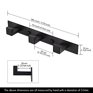 KES Coat Hooks Towel Hook Rack 3 Hooks Set Hook Rail Wall Mount SUS 304 Stainless Steel Matt Black, AH210H3DG-BK