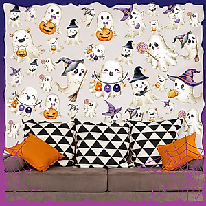 Sabary 6 Sheet/ 36 Pcs Halloween Ghost Decals Halloween Ghost Wall Decals Halloween Wall Clings Stickers Removable Peel and Stick Ghost Decals for Bathroom Wall Door Clings Party Decor