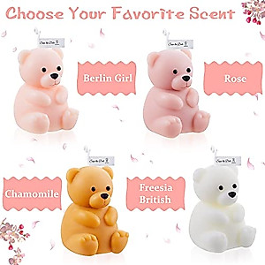4 Pcs Bear Scented Candle Soy Wax Cute Baby Shower Candles Bear Candle Handmade Decorative Aesthetic Candles for Home Bedroom Bathroom Wedding Gift Baby Shower Favor Birthday Supplies, 4 Colors