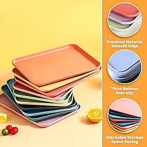 NDSWKR 8 Pieces Fast Food Serving Tray, 15 x 10 x 0.8 Inch Rectangular Cafeteria Tray, Plastic Restaurant Trays for Lunch Dinner Restaurant Kitchen Picnic Party