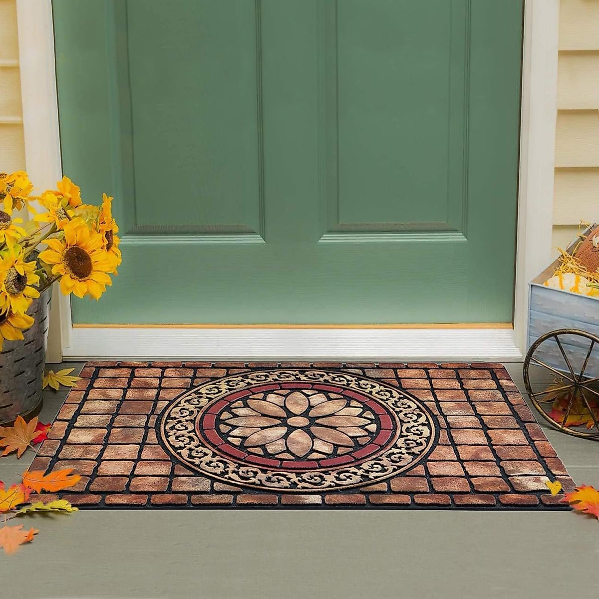 CHICHIC Rectangle Entrance Door Mat Large 18 x 30 Inch High Traffic Area Entry Way Doormat Front Door Rugs Outdoors Heavy Duty Welcome Mat, Non Slip Rubber Back Low Profile for Garage