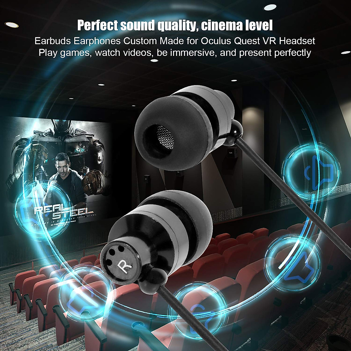 Oritys Earbuds Earphones Custom Made for Oculus Quest All-in-one VR Gaming Headset.