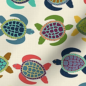 Spoonflower Fabric - Sea Turtle Cw4 Colorful Beach Ocean Scales Nautical Swim Printed on Petal Signature Cotton Fabric by The Yard - Sewing Quilting Apparel Crafts Decor