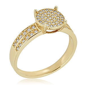 AVORA 10K Yellow Gold 2-Row Simulated Diamond CZ Engagement Wedding Anniversary Band Ring - Size 8