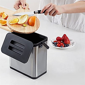 DYPASA Garbage Can 3L Kitchen Trash Can Wall Mounted Stainless Steel Desktop Cabinet Door Trash Storage Bucket Small with Cover Trash Bin