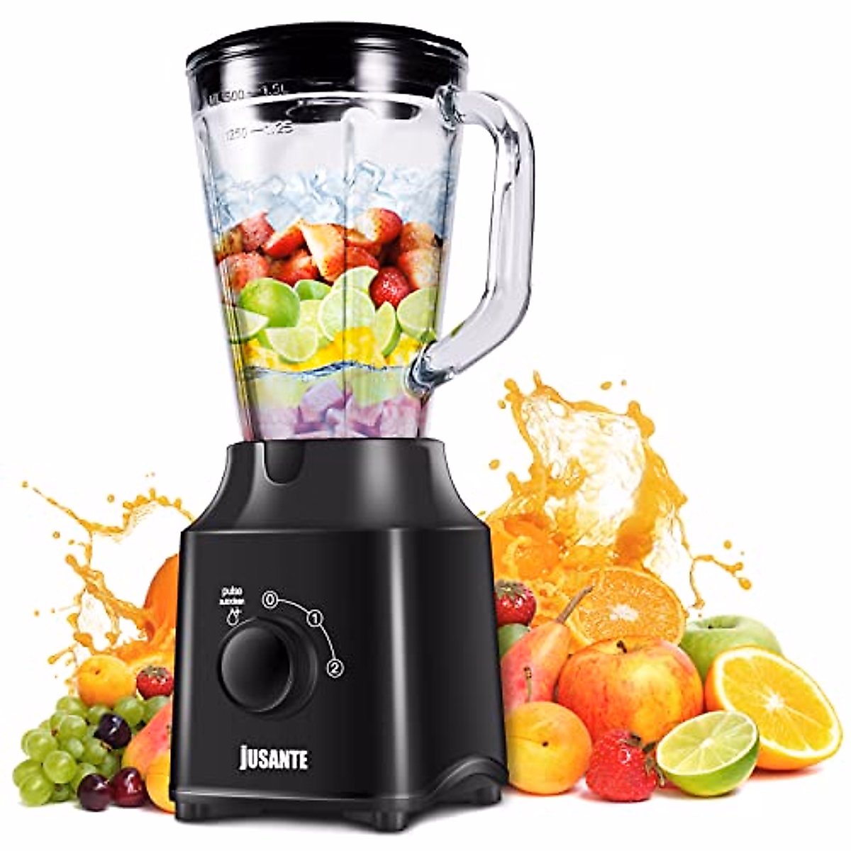 Blender for Kitchen 600W Blender for Shakes and Smoothies 52 oz Kitchen Countertop Blender with Glass Jar High Speed Ice Crusher Blender Black Smoothie Blender for Shakes Frozen Drinks