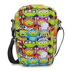 Buckle Down Disney Bag, Cross Body, Toy Story Aliens Character Cosplay Collage, Vegan Leather, Pixar Studios Collection