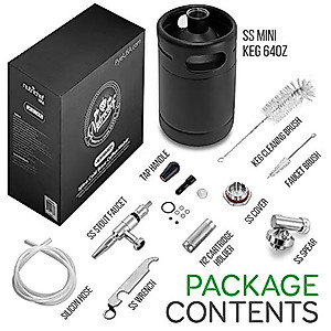 NutriChef Nitro Cold Brew Coffee Maker - 64Oz Stainless Steel Home Brew Coffee Keg w/Adjustable Pressure Regulator, Nitrogen Coffee Growler Machine Dispenser System, Stout Creamer Faucet NCNTROCB20