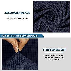 5-Seat Sectional Recliner Sofa Covers,4 Seater & 1 Corner Seat 5 Seater Stretch Recliner Couch Cover Slipcover for Reclining L Shape Recliner Corner Sofa,Soft,Washable Couch Covers,Navy Blue,Jacquard