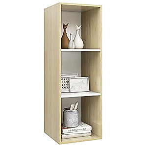 Bedroom, living room storage unit,Modern entertainment center media rack,Suitable for living room, bedroom, office, etc.Wall-mounted TV Cabinet Sonoma Oak and White 14.6"x14.6"x42.1" Chipboard