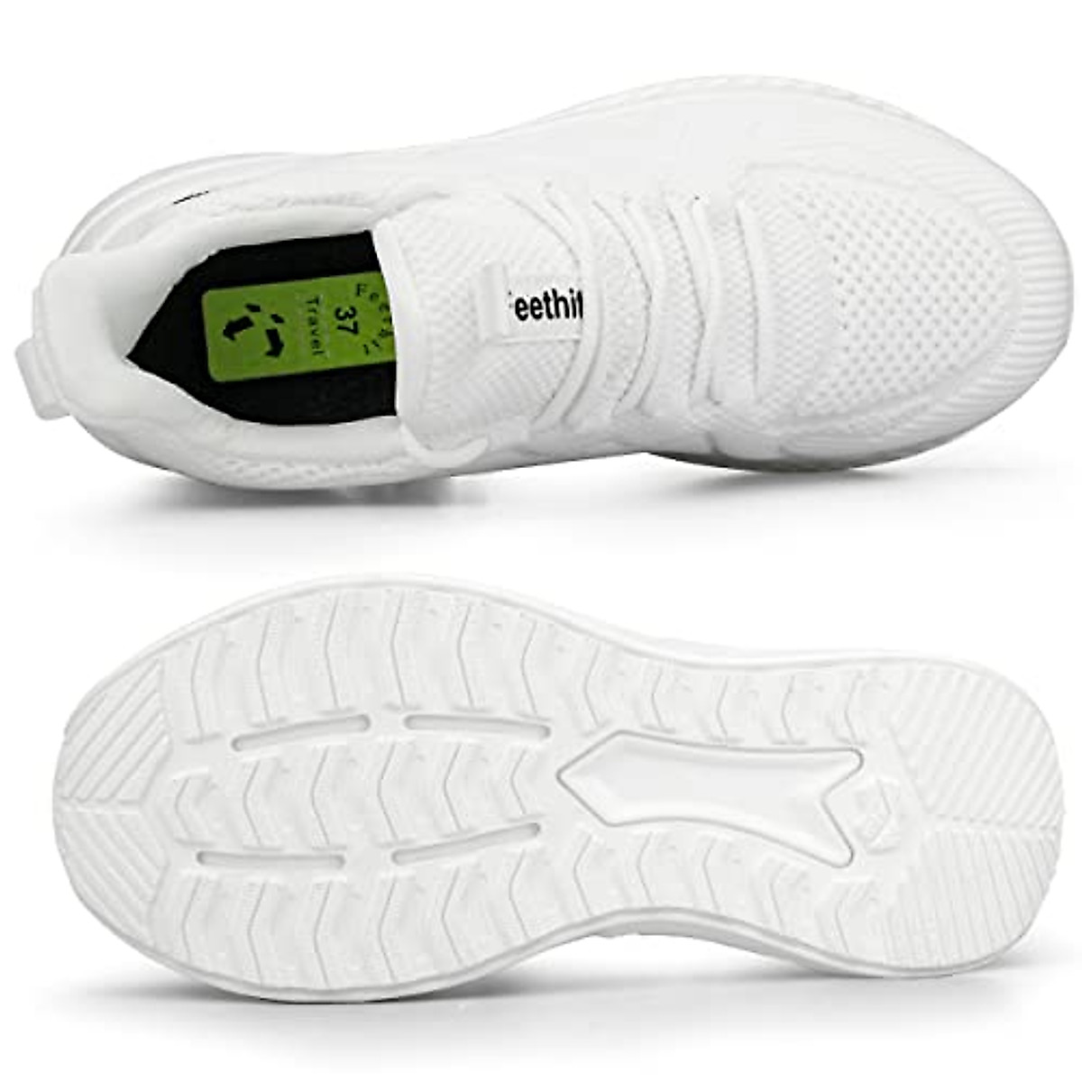 Feethit Running Shoes for Women Non Slip Walking Tennis Shoes Slip on Work Gym Fashion Sneakers White 5.5