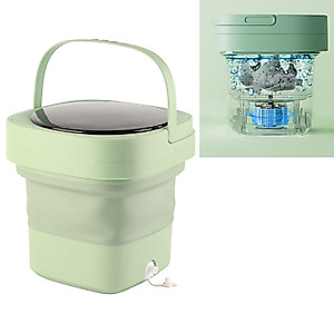 Foldable Washing Machine, Portable Washing Machine Mini Washers Large Capacity 6.5L, Soft Spin Drying, US Plug 100 To 240V for Home Camping Apartment (Green)