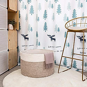 MINTWOOD Design Extra Large 22 x14 Inches Decorative Woven Cotton Rope Basket, Laundry Basket, Blanket Basket, Baby and Dog Toy Storage Baskets Bin, Kid Laundry Hamper, Towel Basket, Light Brown