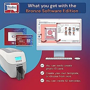 Bodno Magicard 600 Single Sided ID Card Printer & Complete Supplies Package ID Software - Bronze Edition