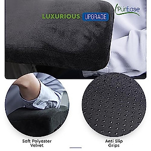 PurEase Premium Chair Arm Pads for Office or Gaming Chairs | US-Made CertaPUR Futura Gel Infused Memory Foam | Ergonomic Designed Cushions for Elbow and Forearm Pressure Relief - 2 Pack (Black)