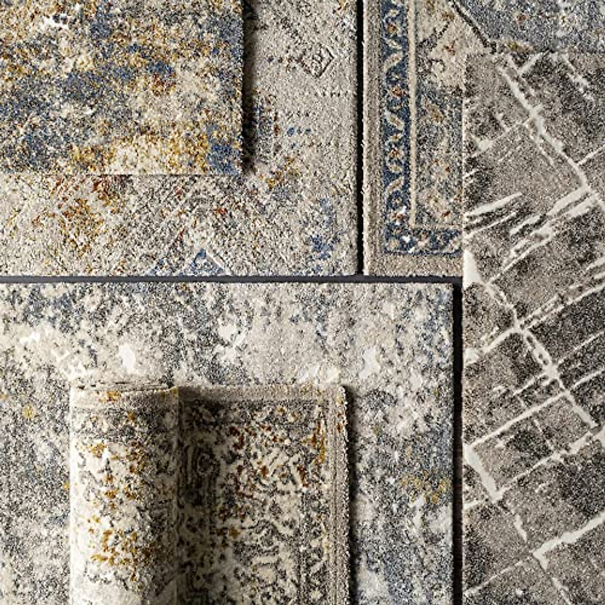 Hauteloom Chesnee Living Room, Bedroom Area Rug - Updated Traditional - High Pile - Blue, Yellow - 7'10"