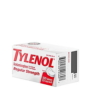 Tylenol Regular Strength Tablets, Acetaminophen Pain Reliever & Fever Reducer, 100 ct