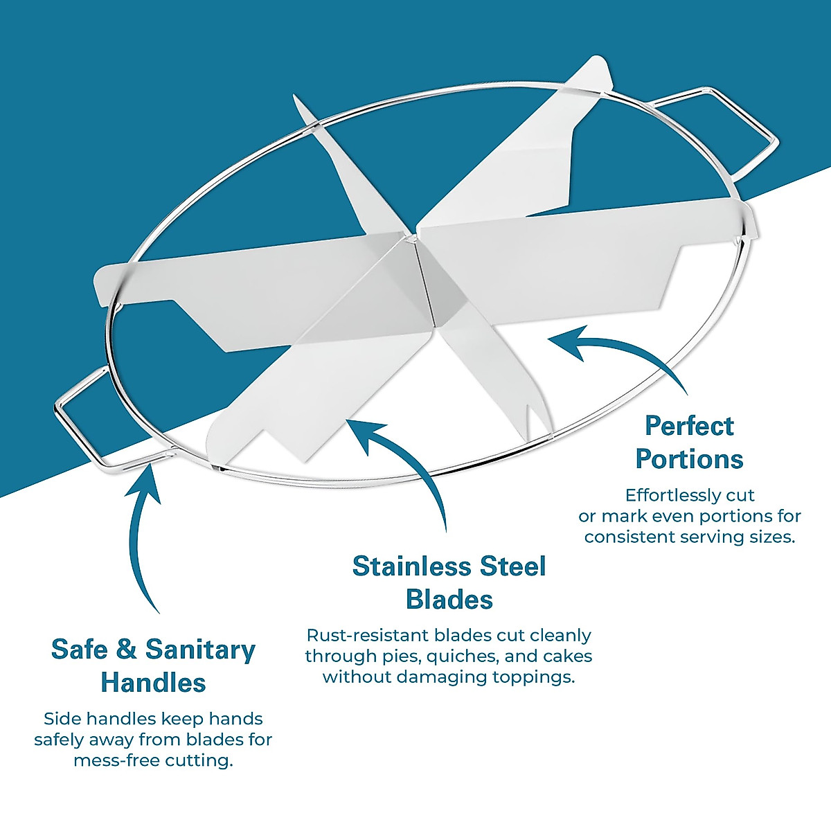 OCS Parts 10" Stainless Steel Pie Cutter | 6-Slice Pie Cutter | Creates Beautifully Uniform Slices of Pie