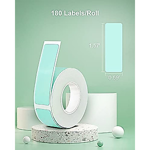 POLONO Thermal Label Maker Tape Replacement Compatible with D30, P10 E1, L1, Q1 Label Printer, Not for POLONO P31S, 15mmx40mm/0.5x1.57inch, 180 Labels/Roll, P10 Thermal Printing Label Paper (Green）