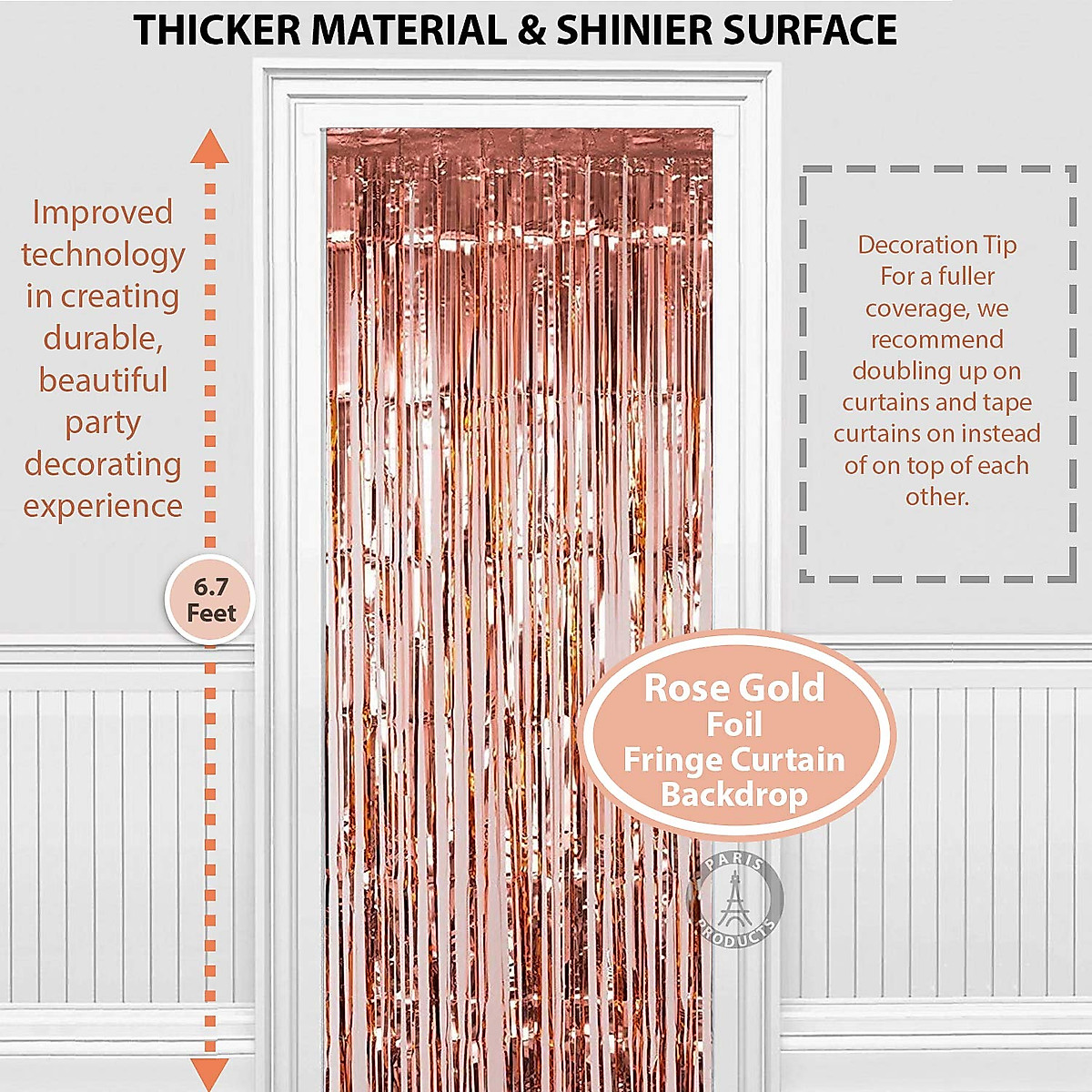 60th Birthday Decorations, Photo Booth Props Favors & Backdrop Foil Fringe Curtain Banner for Happy 60 Sixty Year Old Bday Party Women Her Wife Best Friend BFF Mom Sister Aunt Bash | Pink Rose Gold