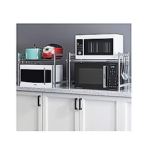 Kitchen Storage Rack 304 Stainless Steel Microwave Oven Shelf Kitchen Oven Shelf Single Layer with Retractable Length Storage Shelves