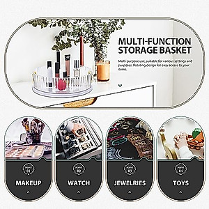Abaodam Perfume Tray Rotating Seasoning Tray Condiment Rack Plastic Pen Holder Turntable Display Stand Organizer with Handle for Kitchen Cabinet Pantry Countertop