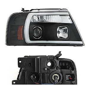 HH Building 2pcs Headlight Front Left Right Side Clear Lens Black Housing LED Extended Full Drl Tube Projector Headlights 7L3Z13008DA 5_444-FF15004V2-LB-BK B2204A0B2206A_2004_2005_2006_2007_2008_A30