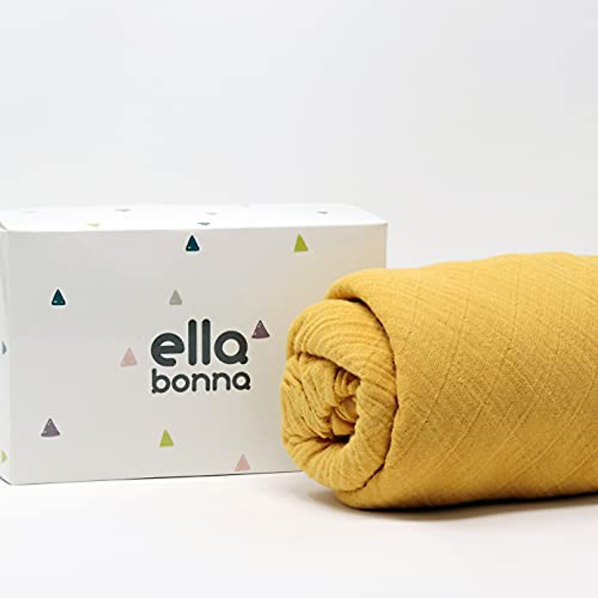 Ella Bonna - Muslin Fitted Crib Sheet, Solid Color Crib Cover, 100% Organic Cotton Crib Sheet for Standard Crib and Toddler Mattresses, Mustard