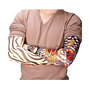 Pinkiou Temporary Tattoo Arm Sleeves for Men/Women, Fake Tattoo Sleeves Outdoor Sun Protective Cover Body Art Fake Arm Accessories 6 pcs Tattoo Sleeves (L)