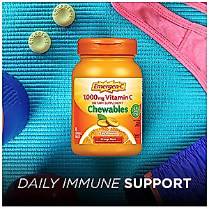 Emergen-C Chewable Vitamin C 1000mg, With B Vitamins And Antioxidants Tablet (40 Count, Orange Blast Flavor), Dietary Supplement