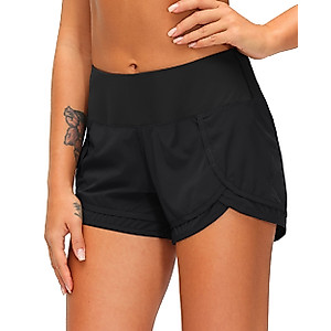 Women's Running Shorts High Waisted Quick-Dry 3 Inch Gym Workout Athletic Shorts for Women with Zipper Pocket(Black, M)