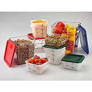 Carlisle FoodService Products Squares Square Food Storage Container with Stackable Design for Catering, Buffets, Restaurants, Plastic, 4 Quarts, White