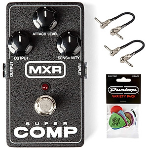 Briskdrop MXR M132 Super Comp Compressor Bundle with 2 MXR Patch Cables and Dunlop Pick Pack
