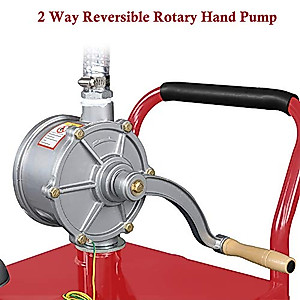 TUFFIOM 35 Gallon Portable Gas Caddy w/ Wheels & 11.9ft Hose, Fuel Transfer Storage Tank Gasoline Diesel Can Reversible Rotary Hand Siphon Pump, for ATV Car Mowers Tractor Boat Motorcycle(Red)